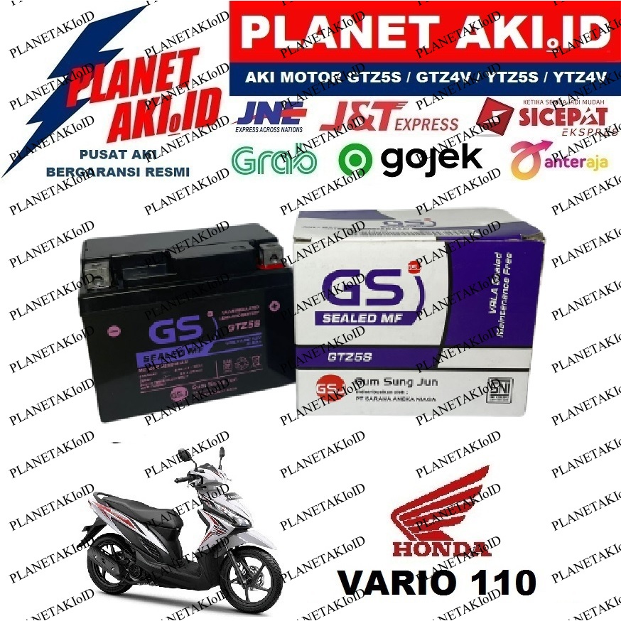 Jual Aki Motor Honda Vario 110 Techno FI CW CBS Aki Kering Accu Kering MF GTZ5S | Shopee Indonesia