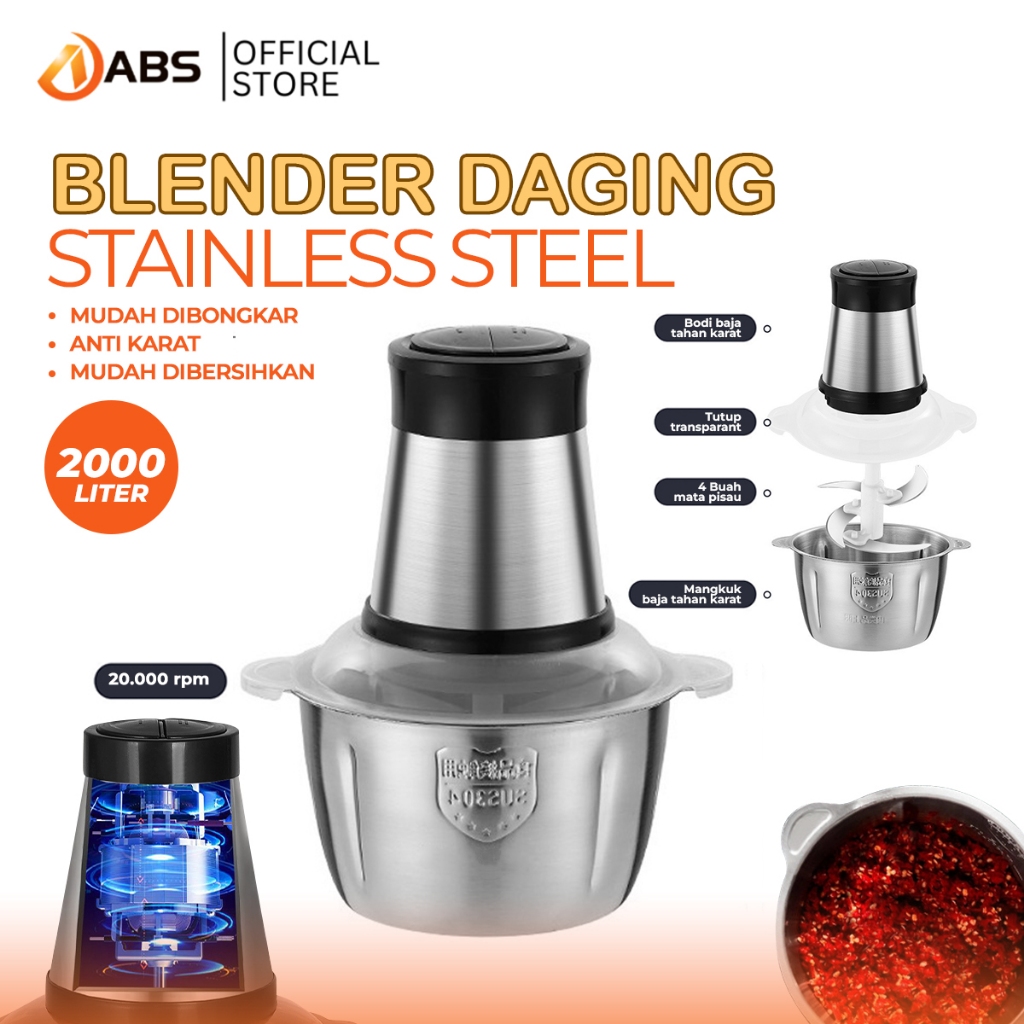 Jual ABS x Vishal Blender Chopper Stainless Steel 2L Penggiling Bumbu ...