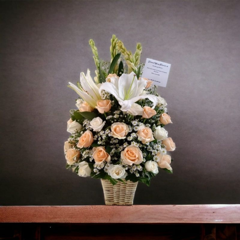 Jual Rangkaian bunga meja mix bunga lili dan sedap malam | Shopee Indonesia