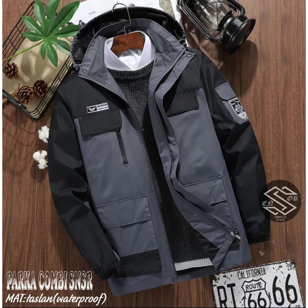 Jual SNSR - Jaket Parka Taslan Combi Sensor / Jaket Taslan Waterproof ...