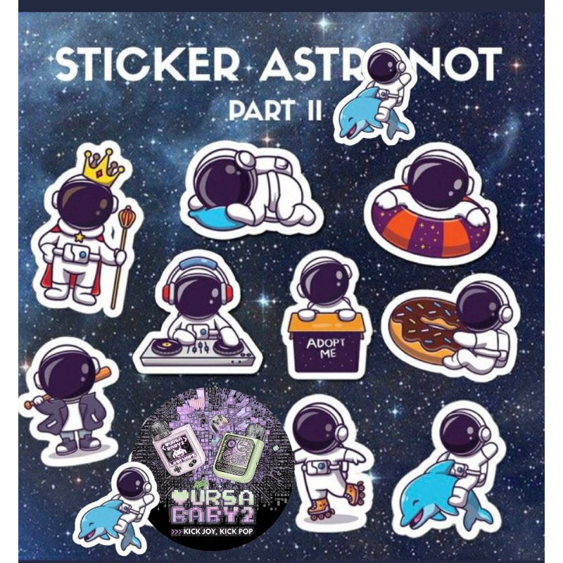Jual sticker tempel astronot/ label sticker astronot animasi | Shopee ...
