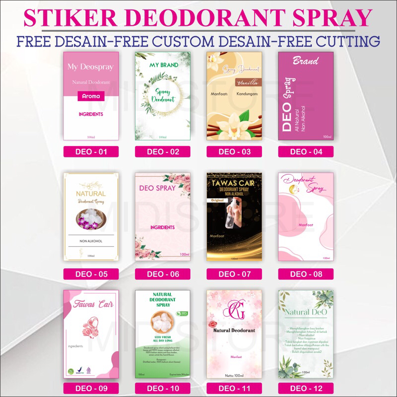 Jual MURAH STIKER DEODORANT SPRAY FREE DESAIN FREE CUSTOM | Shopee ...