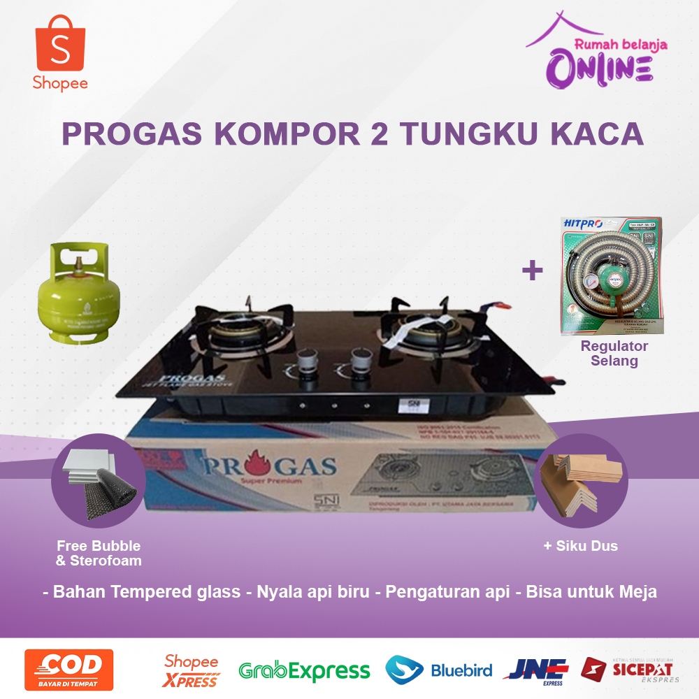 Jual KOMPOR PROGAS 2 TUNGKU KACA FULL HITAM KOMPOR TANAM PROGAS KOMPOR ...