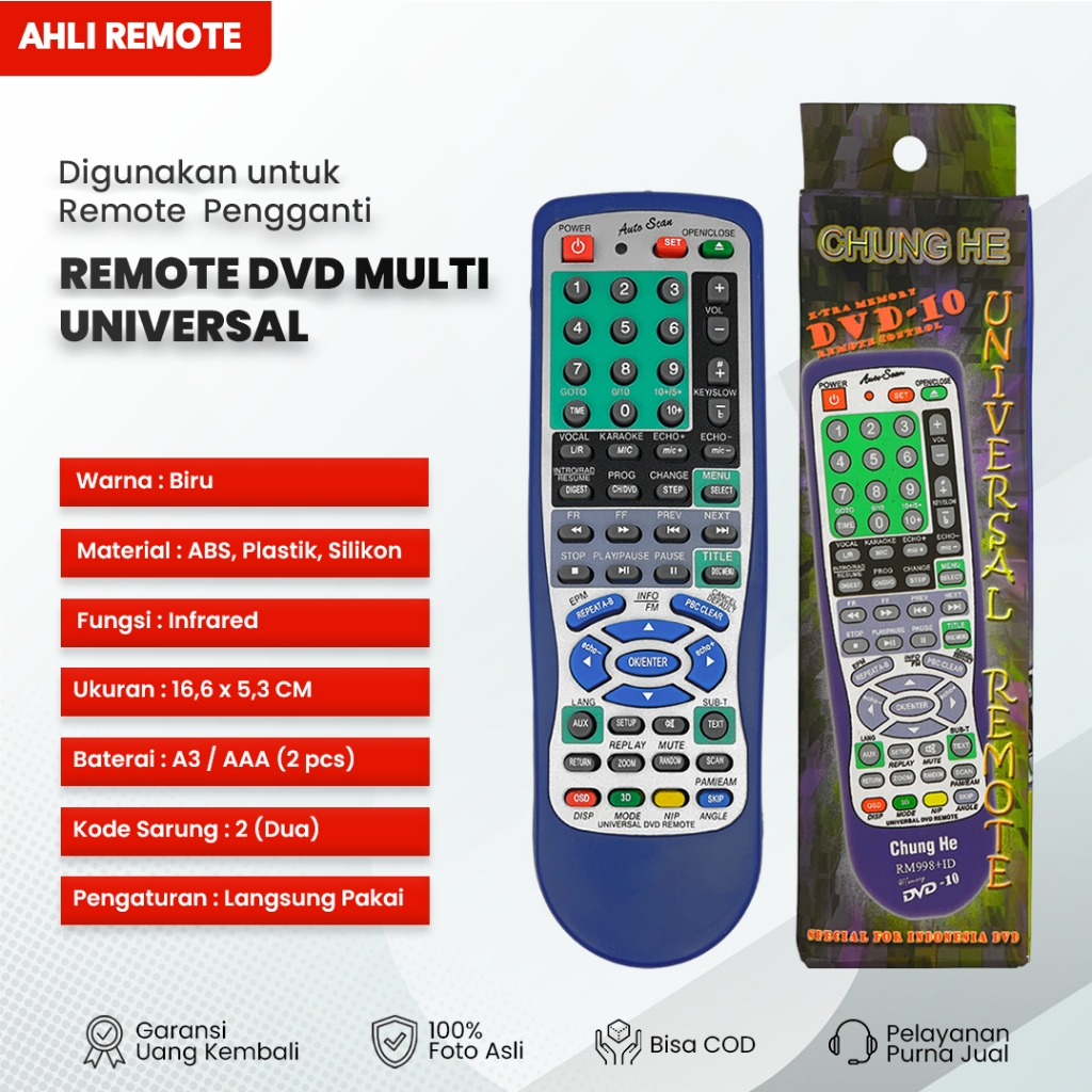Jual Remot DVD Multi Universal / Remote DVD Multi Universal | Shopee ...