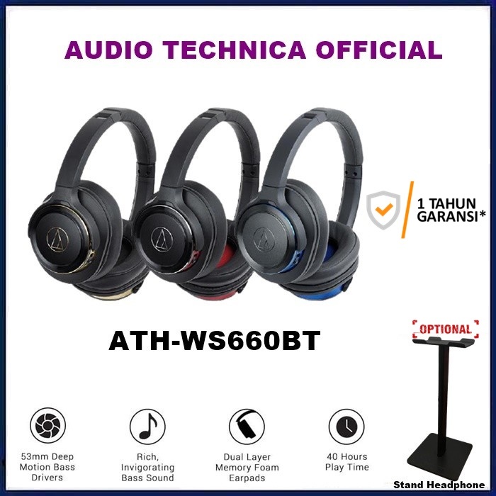 Jual Audio-Technica WS660 Bluetooth Headset ATH WS660BT WS660 ATH-WS660 BT | Shopee Indonesia