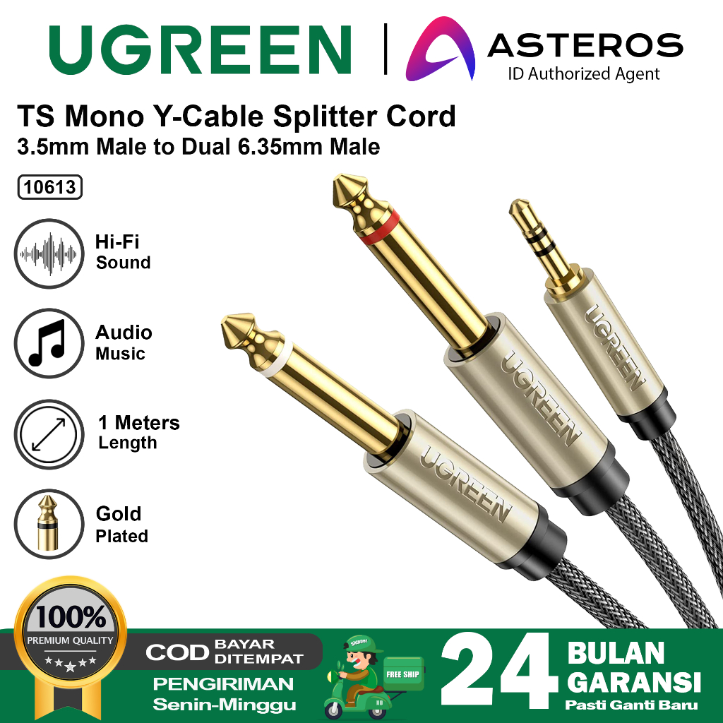 Jual UGREEN Kabel Audio Aux Splitter Jack 3.5MM To Dual 6.5mm TRS Stereo | Shopee Indonesia