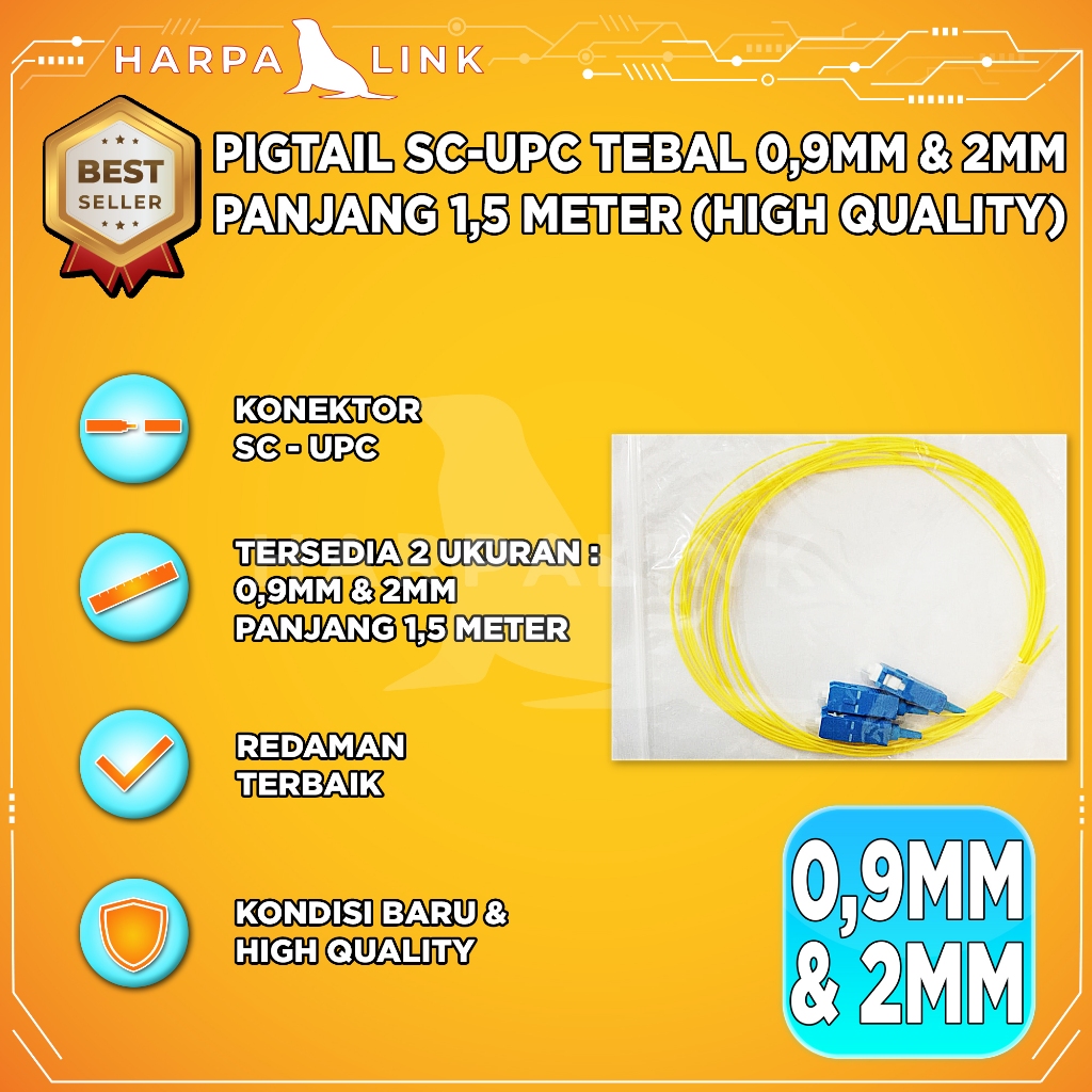 Jual Pigtail SC UPC Panjang 1,5m 2mm Dan 0,9mm / Fiber Pigtail SC/UPC 0 ...