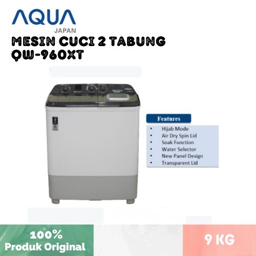 Jual Mesin Cuci 2 Tabung Aqua 9KG Hijab Series QW-960XT / QW-9030HT 9KG | Shopee Indonesia