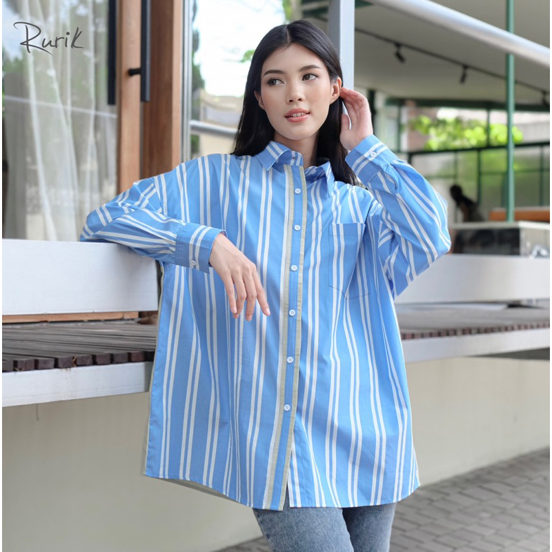 Jual Rurik Kemeja Wanita Oversize Stripe Cano Shirt | Shopee Indonesia