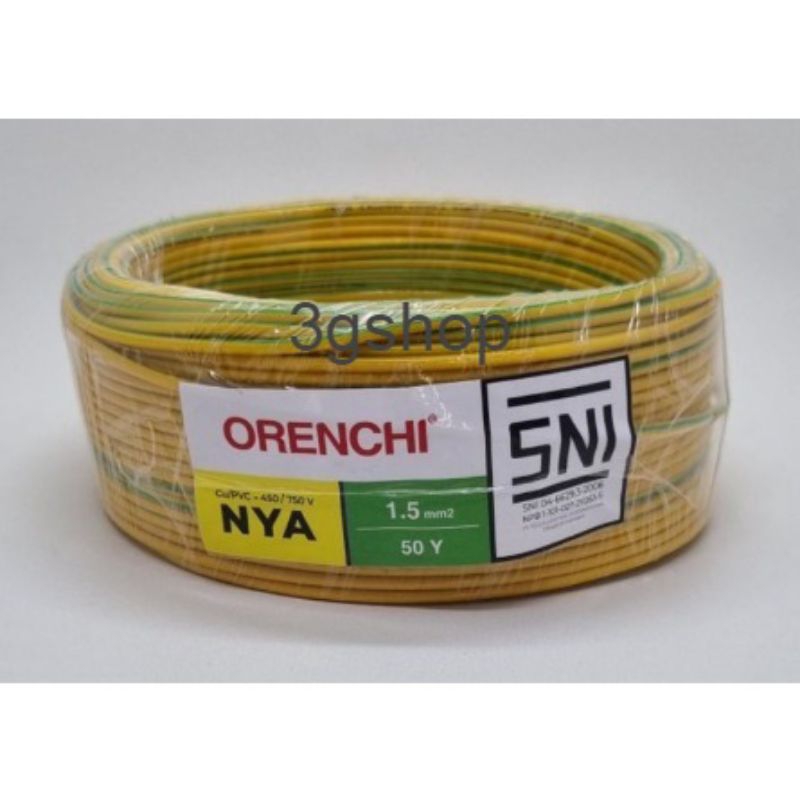 Jual KABEL TUNGGAL KAWAT NYA 1.5MM 45M dan 90M ORENCHI KUNING | Shopee ...