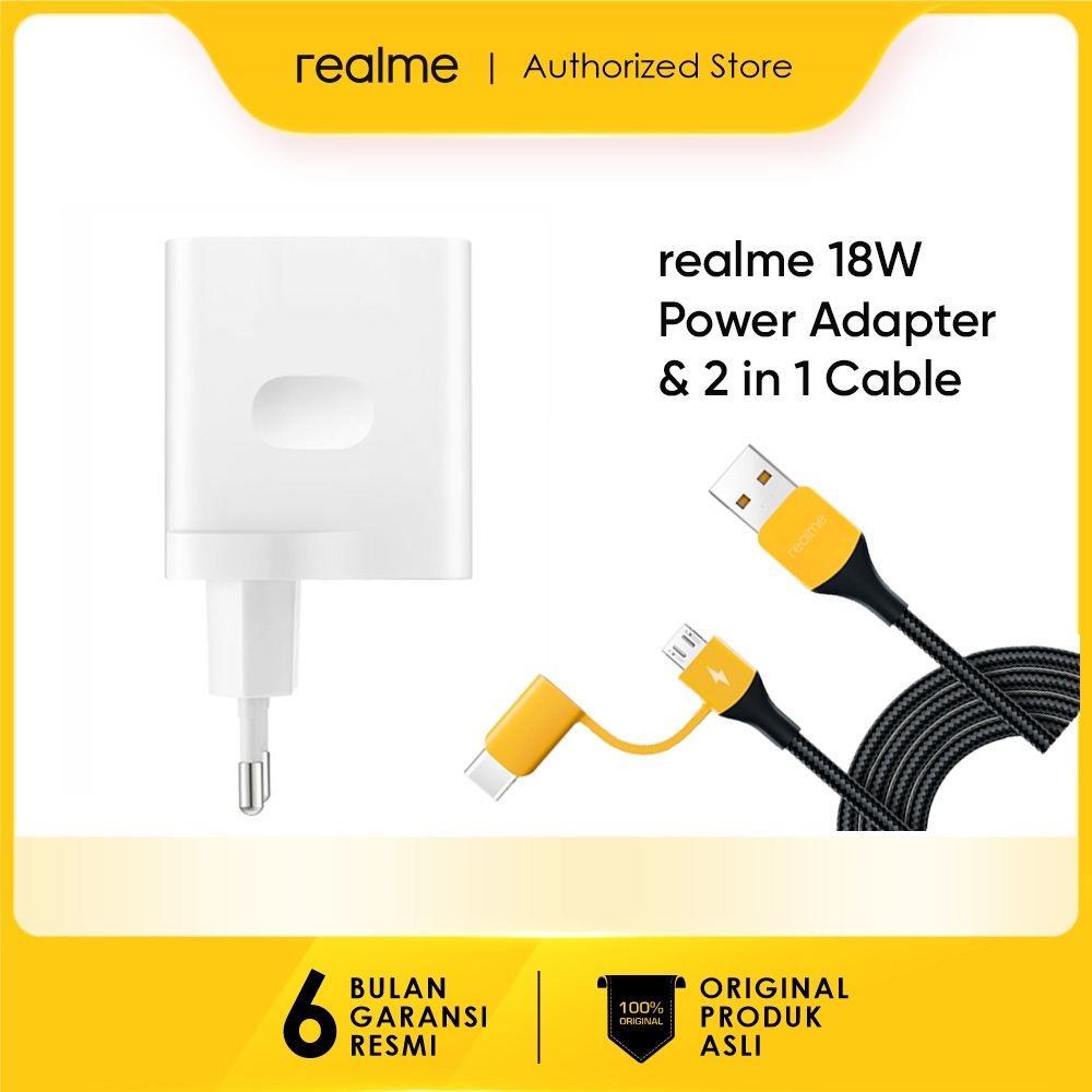 Jual realme 18W/10W Power Adapter+realme Micro USB Type C Cable ...