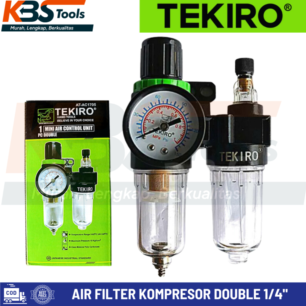 Jual Tekiro Air Filter Kompresor Double 1/4" Mini Regulator Air Control ...