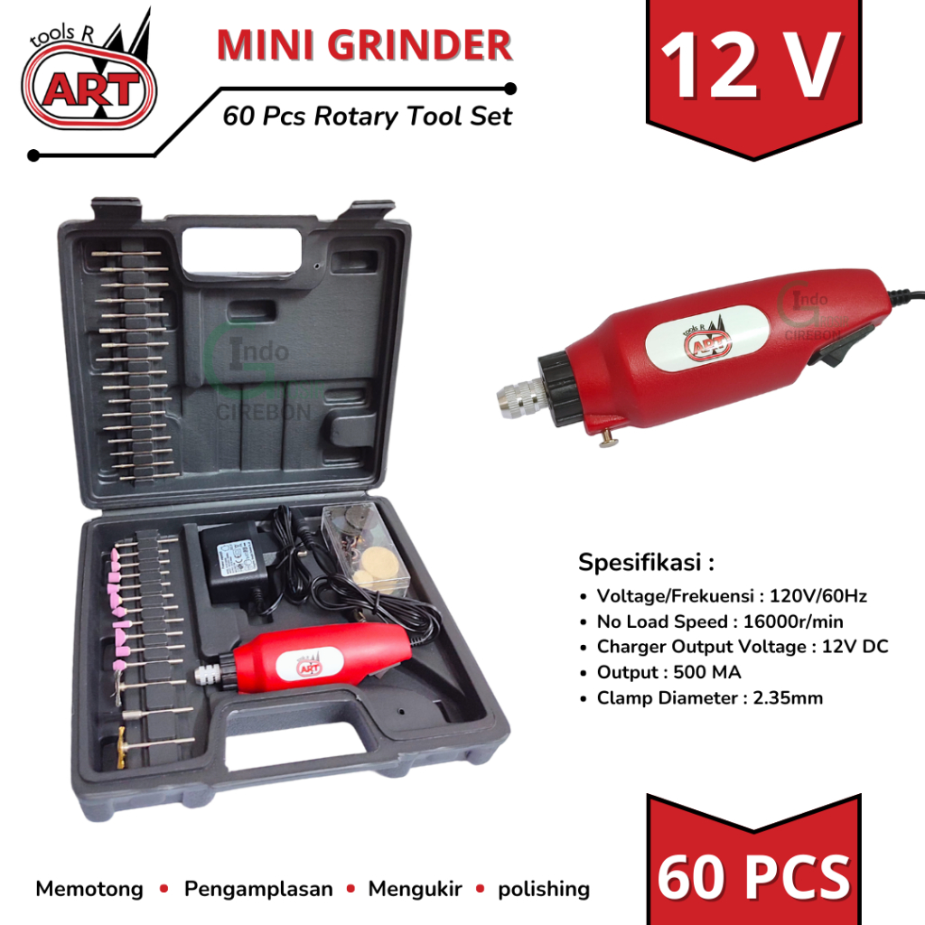 Jual Mesin Mini Grinder 12V Set 60pcs Bor Tuner Turner Listrik Murah ...