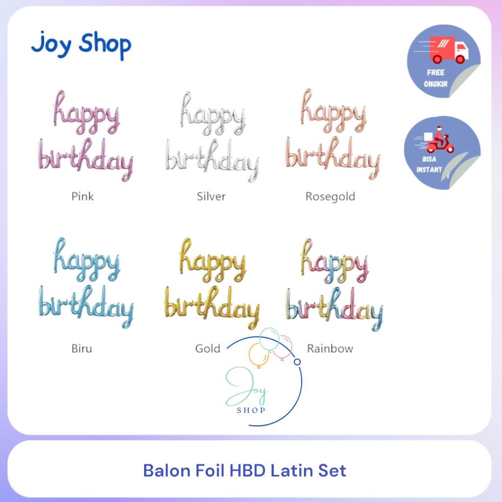 Jual Balon Foi HBD Set Sambung Dekorasi Huruf Happy Birthday Latin ...
