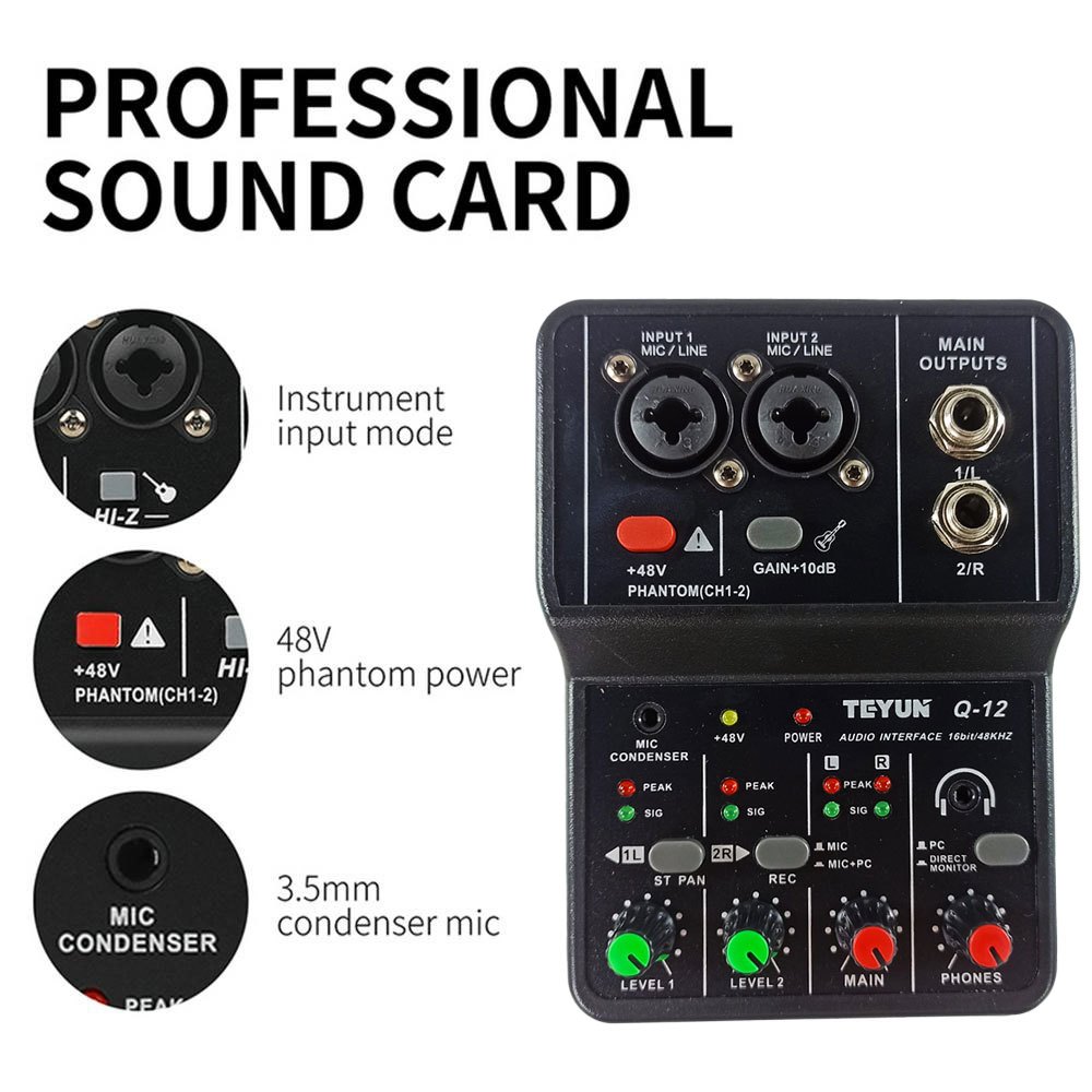 Jual Teyun Sound Card USB Mini Portable 2 Way Driver Free Mixer - Q12 ...