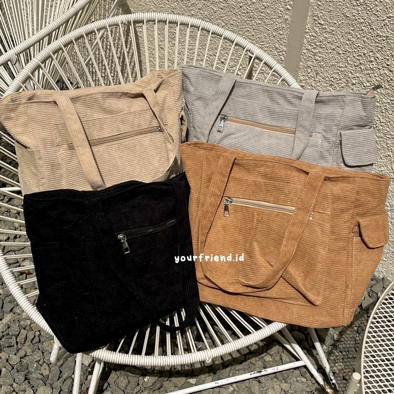 Jual YOURFRIEND Aura Totebag || totebag corduroy / tas laptop / tas ...