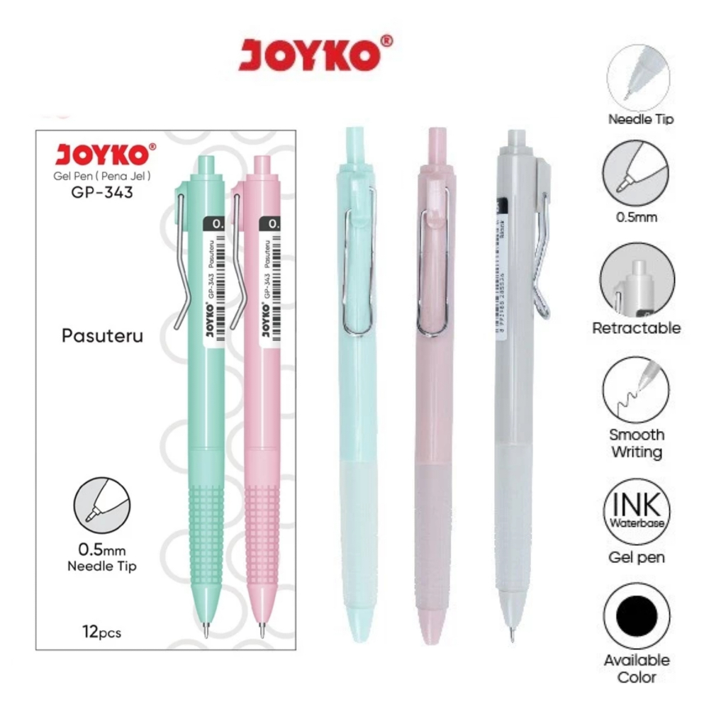 Jual 1 LSN / 12 PCS Gel Pen Pulpen Pena Joyko GP-343 Pasuteru Gel 0.5 mm | Shopee Indonesia