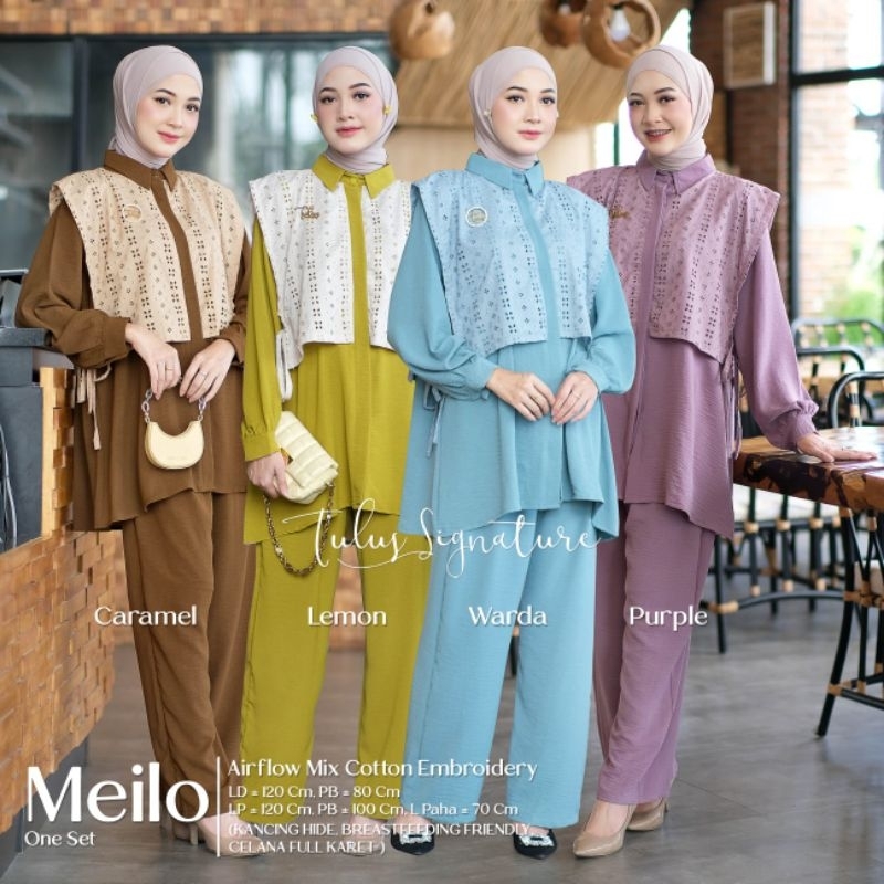 Jual Oneset Setelan wanita Korean style - oneset rompi Meilo set Ori ...