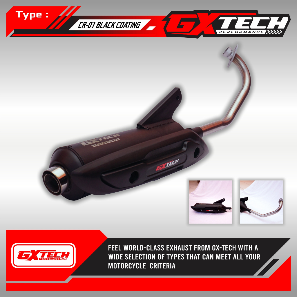 Jual Knalpot Standar Racing GX TECH Perfomance CR-01 Black Coating ...