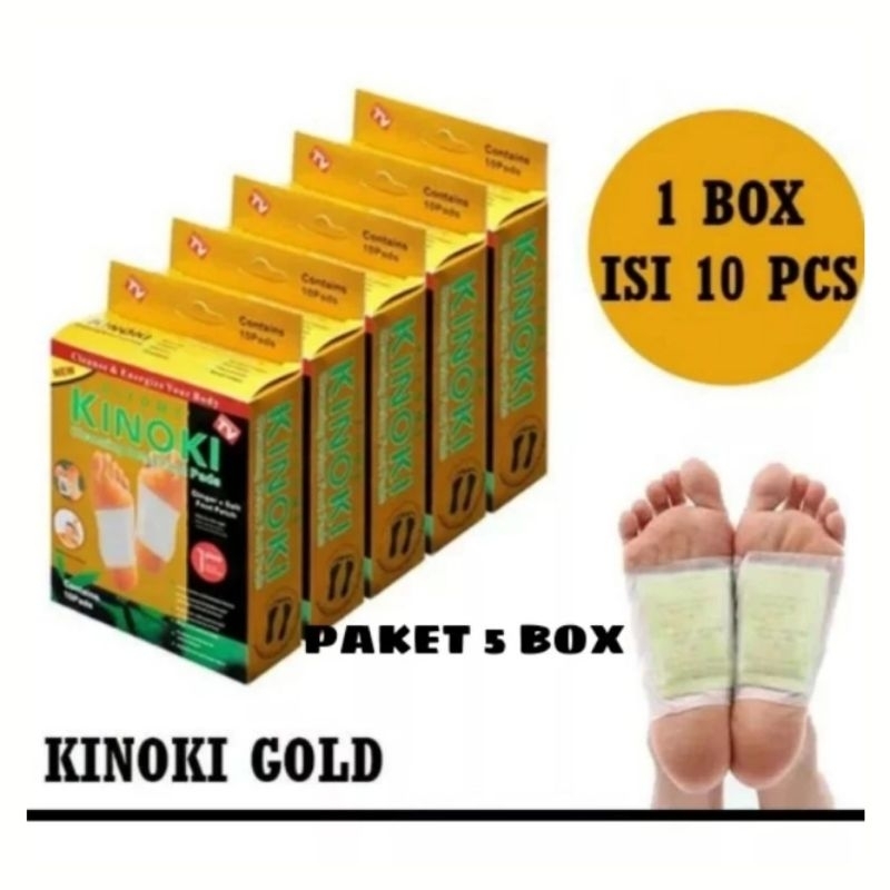 Jual (5 Box Isi 50 Pcs) Kinoki Gold Ginger Salt Detox Foot Patch ...