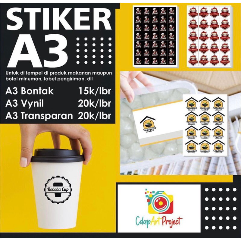Jual Cetak sticker A3 free desain | Shopee Indonesia