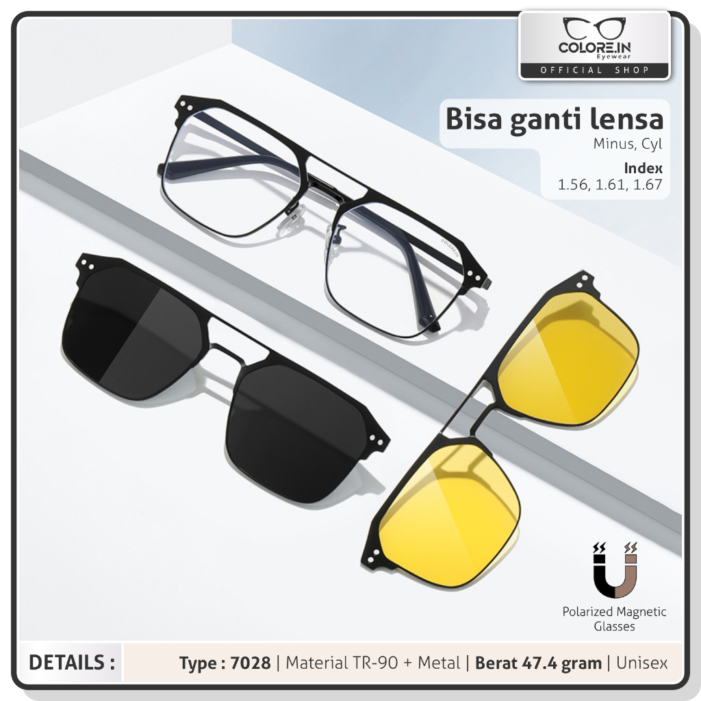 Jual Colore.in Kacamata Clip On 2in1 Metal Lensa Polarized Night Vision ...