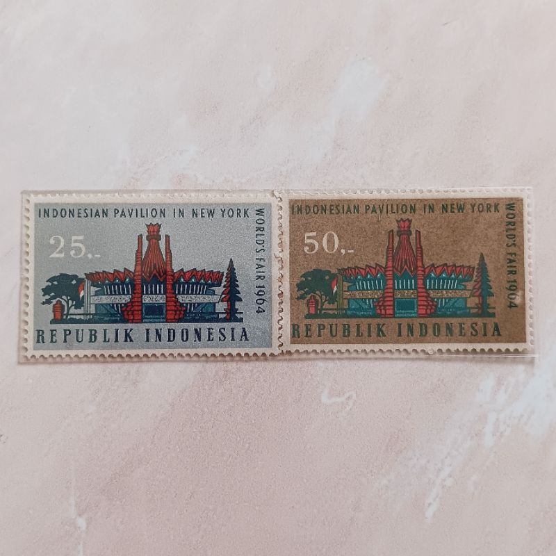 Jual (AC) Perangko Indonesia 1964 Pekan Raya New York Set Lengkap 2pcs ...