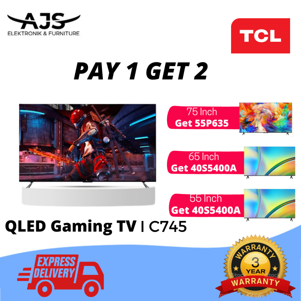 Jual TCL 75C745 / C745 QLED 4K UHD Smart Google TV w/ 144Hz VRR 75 Inch ...