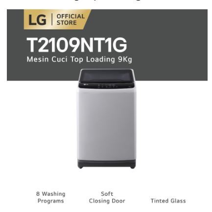Jual Mesin Cuci LG T2109NBTM 9Kg Top Loading (Depok dan sekitarnya ...
