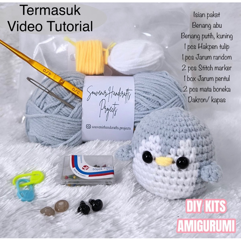 Jual Paket Rajut Amigurumi - DIY Kits Crochet Penguin - DIY Crochet Kit ...