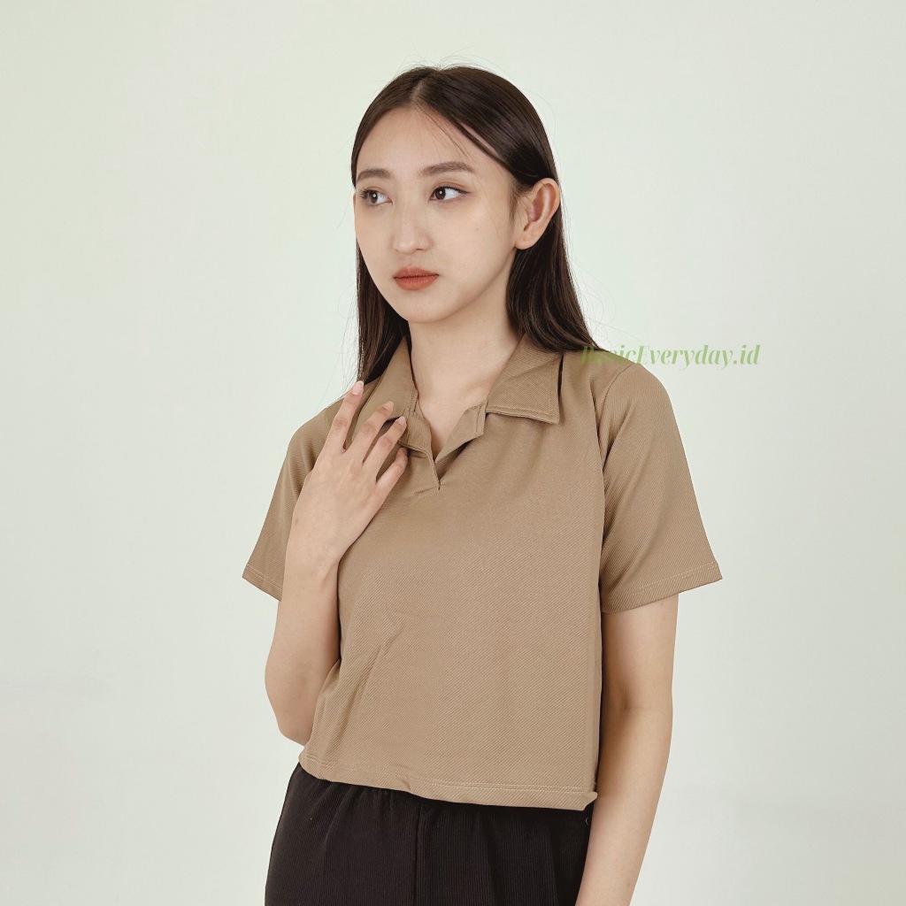 Jual BasicEveryday Basic Polo Crop Top Wanita Baju Polo Shirt BE01 | Shopee Indonesia