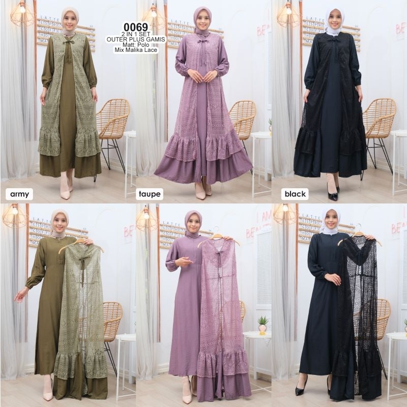 Jual Gamis plus (outer + dress) Noami Set | Shopee Indonesia