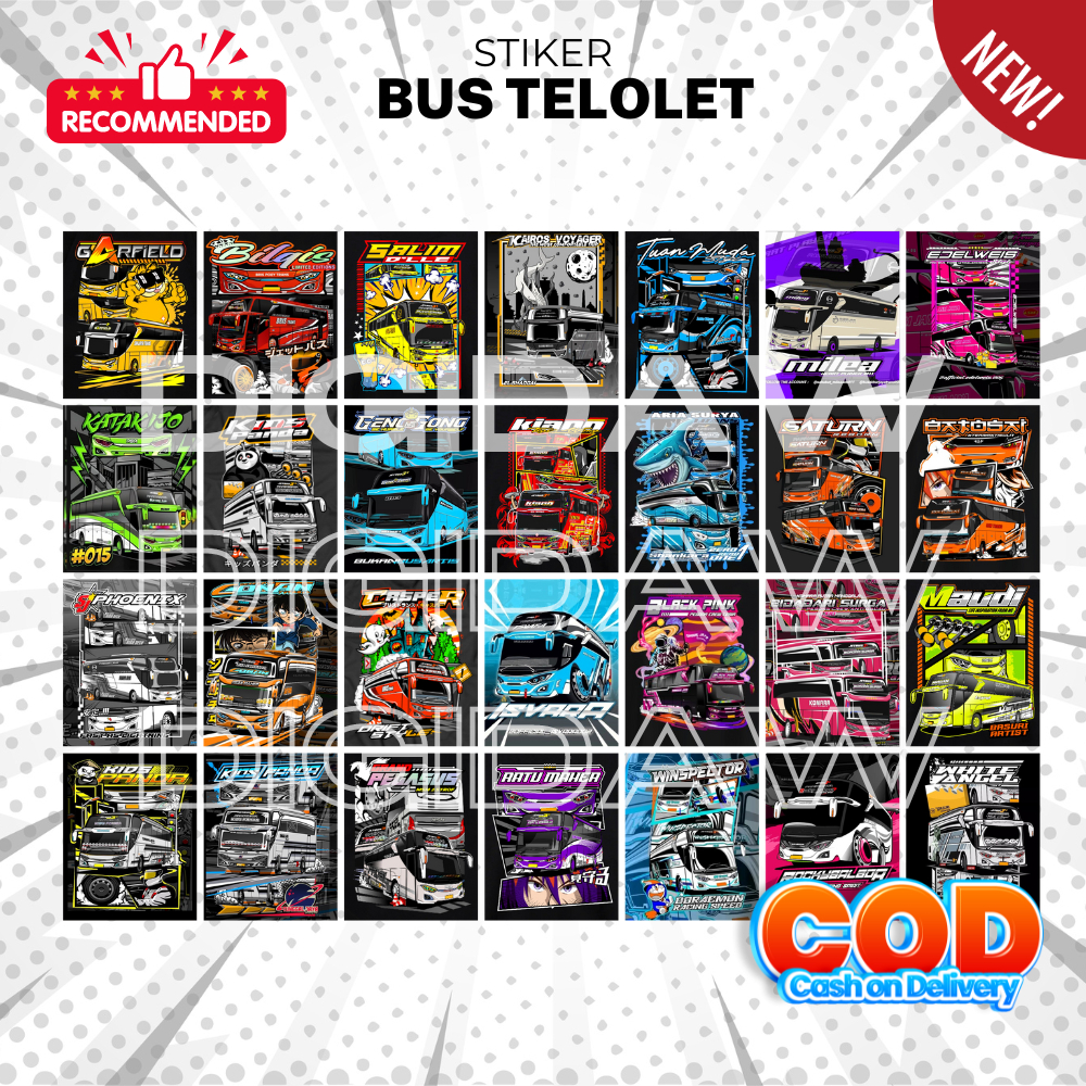 Jual [NEW] 28 PCS STIKER BUS BASURI | STIKER BUS TELOLET UKURAN 4X5 CM ...