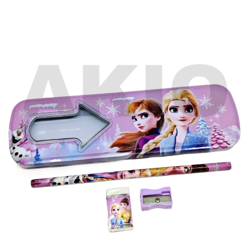 Jual Tempat Pensil Anak SET ALAT TULIS Karakter FROZEN ELSA ANNA Kaleng ...
