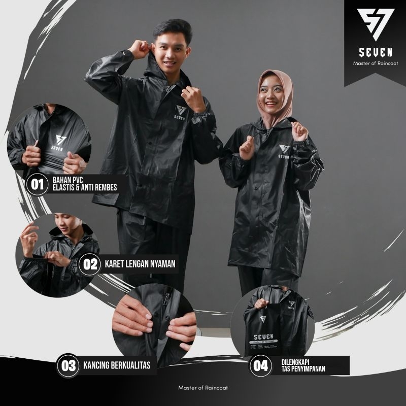 Jual Jas Hujan Raincoat Mantel Bahan karet Premium PVC Tebal Kuat Elastis Anti Rembes Pria dan ...