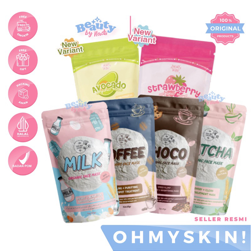 Jual BEAUTYBY.NADS | MASKER WAJAH PREMIUM OAT BUBUK OHMYSKIN Matcha Choco Milk Coffee OH MY SKIN ...