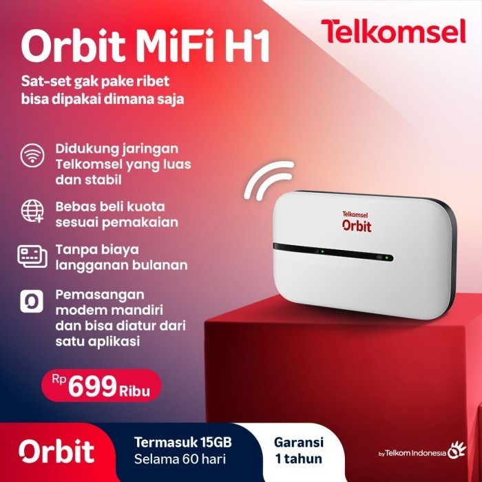Jual Telkomsel Orbit Mifi H1 Portable Modem Wifi 4G High Speed - E5576 ...
