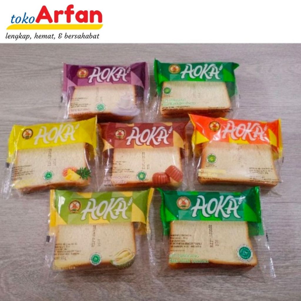 Jual Aoka Roti Panggang Viral Roti Murah enak empuk 1 dus isi 60 Varian ...