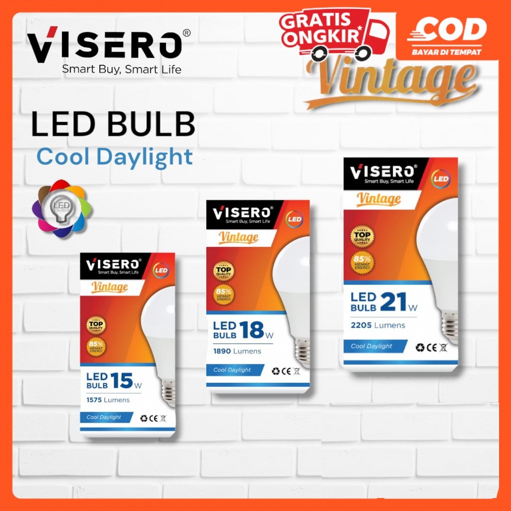 Jual Visero Vintage Bohlam LED 5 7 9 12 15 18 21 Watt Ekonomis Lampu LED Murah | Shopee Indonesia