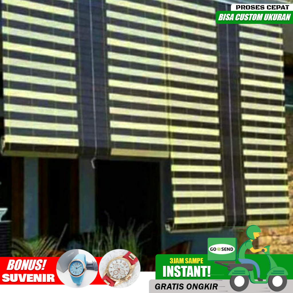 Jual Kerai gulung outdoor tirai bambu krei bahan kayu pvc waterproof Model SESUAI PESANAN Bonus ...