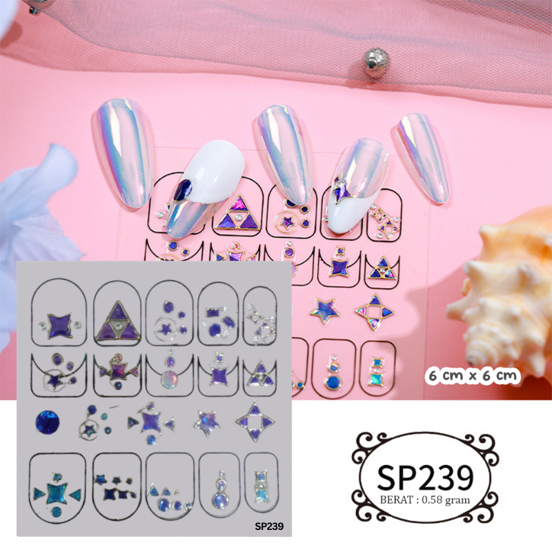Jual MSY Stiker Kuku 3D Motif Kerang Laut/Sticker Nail Art Berlian ...