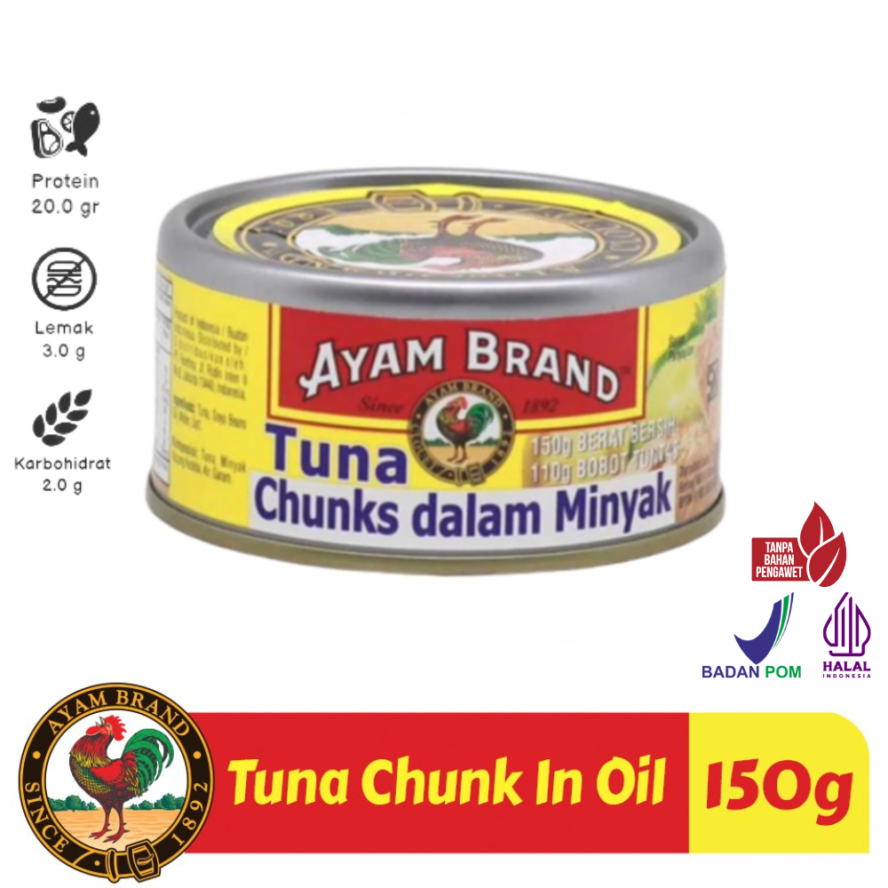 Jual Ayam Brand Ikan Tuna Kaleng Chunk In Oil 150 g | Shopee Indonesia