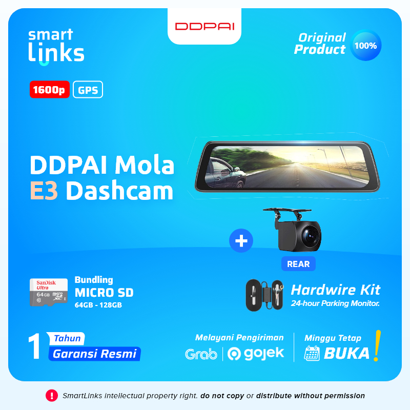 Jual DDPAI mola E3 Dashcam 1440p 2K HD 24 jam Monitor Parkir Depan&Belakang | Shopee Indonesia