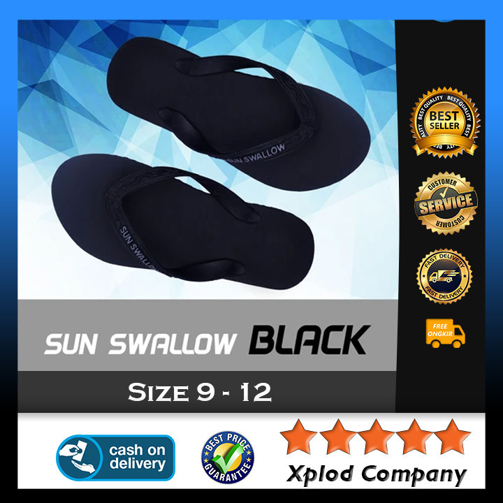 Jual ALL SIZE SANDAL JEPIT SUN SWALLOW BLACK SENDAL SWALOW JAPIT HITAM ...