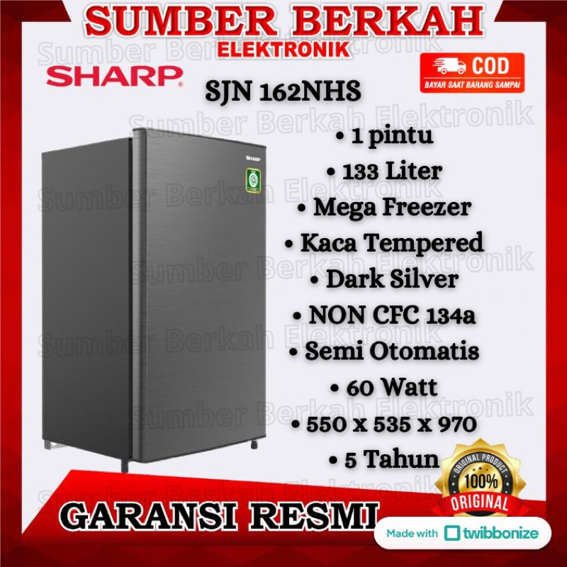 Jual kulkas 1 pintu Sharp SJN 162NHS 133liter 60watt 162 promo | Shopee ...