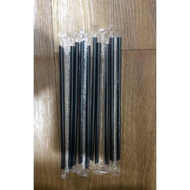 Jual SEDOTAN STERIL HITAM 6mm x 20 cm / Sedotan Kopi Lancip isi 250 Pcs ...