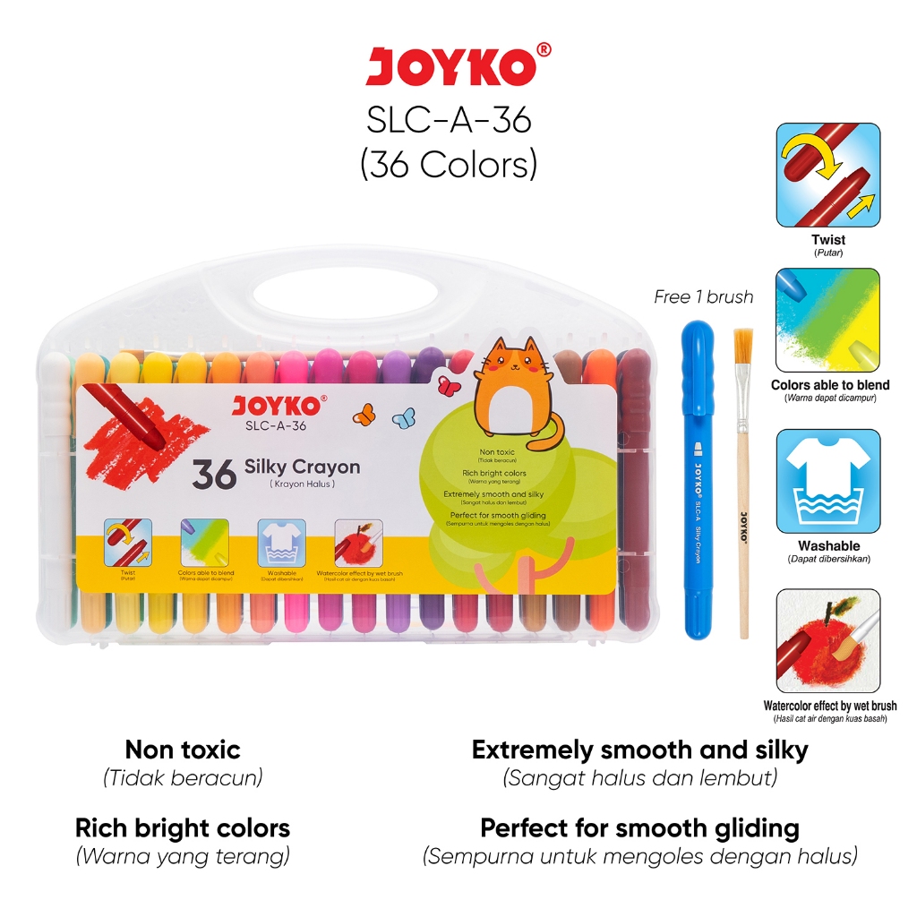 Jual Joyko Twist Crayon Silky Crayon Oil Pastel 36 Colours / Krayon ...