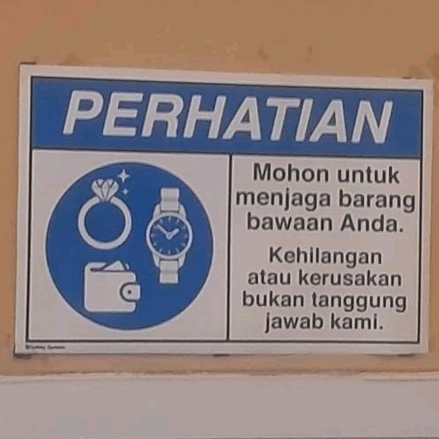 Jual sign tanda papan tulisan perhatian barang berharga jaga pribadi ...