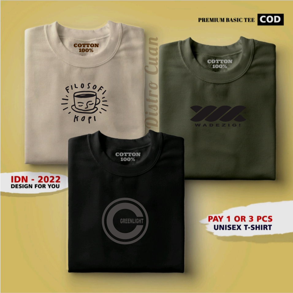 Jual BUY 1 GET 3 PCS (PROMO COD) Distro Cuan Kaos Pria Wanita Distro T ...
