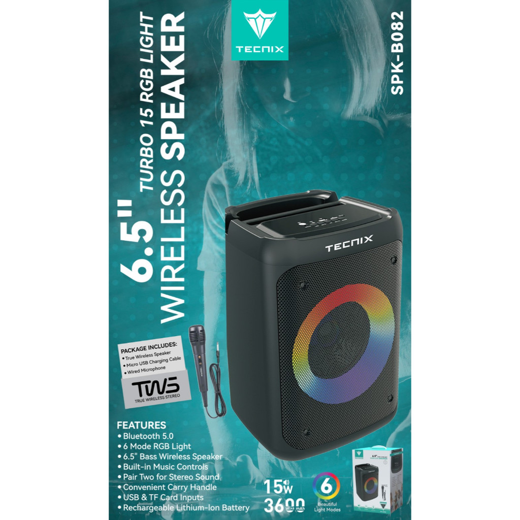 Jual Tecnix SPK-B082 6,5'' Bass Wireless Speake Bluetooth 5.0 6 Mode ...